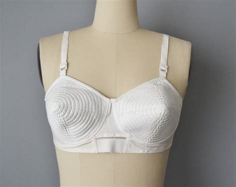 50s Bra 1950s White Cotton Bullet Bra Vintage 50s Pointed Bra