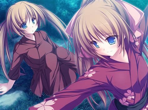 2girls Aqua Eyes Blue Eyes Brown Hair Game Cg Hisagihara Ui Japanese