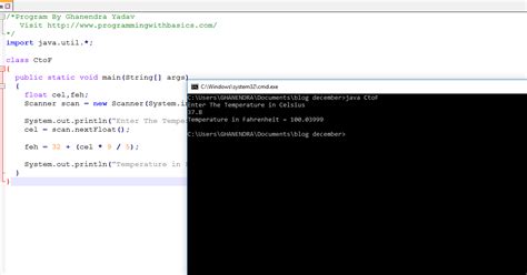 java program to convert temperature in fahrenheit to celsius