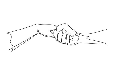 Premium Vector Single One Line Drawing Man And Woman Holding Their
