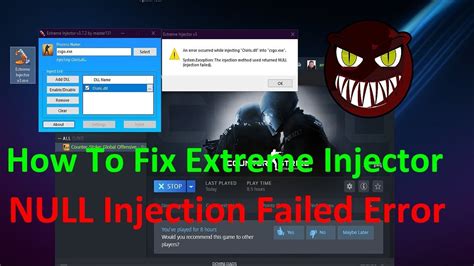how to fix extreme injector null injection failed error youtube