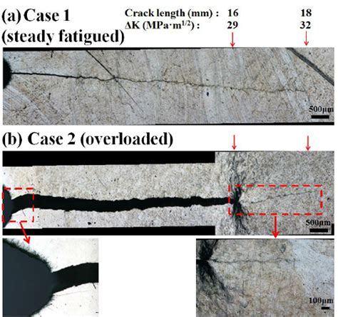 The Crack Morphology Measured By Optical Microscope A Case 1 B