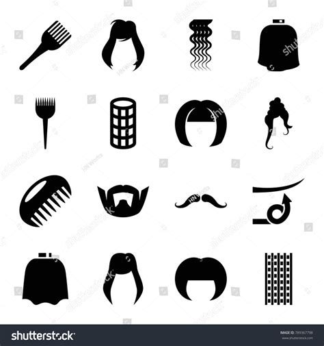 Hairstyle Icons Set 16 Editable Filled Stock Vector Royalty Free