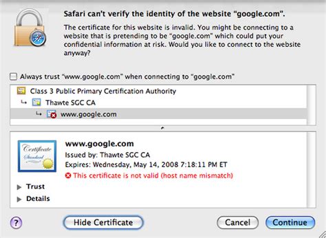 ssl certificate name mismatch error