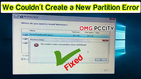 fixed we couldn t create a new partition error 0xf3294ae0 youtube