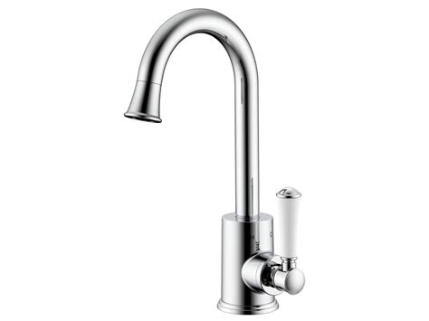Posh Canterbury Gooseneck Basin Mixer Tap Porcelain Handle Chrome 4