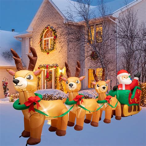 Goodwill 12 Ft Christmas Inflatables Santa Claus On Sleigh With 3