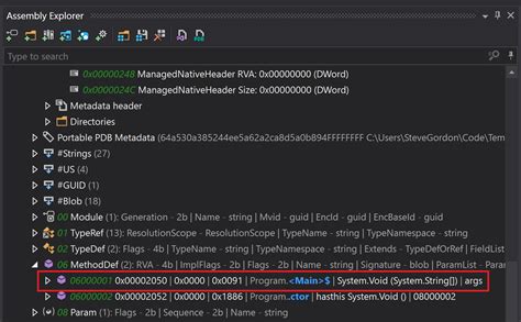 entry point main method in methoddef dotpeek steve gordon code with