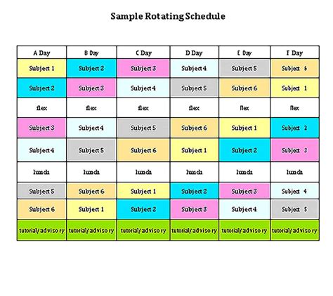 Printable Rotating Schedule Templates Schedule Templates Schedule