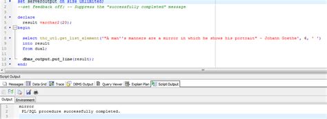 toad dbms output put line doesn t print with output and pooling