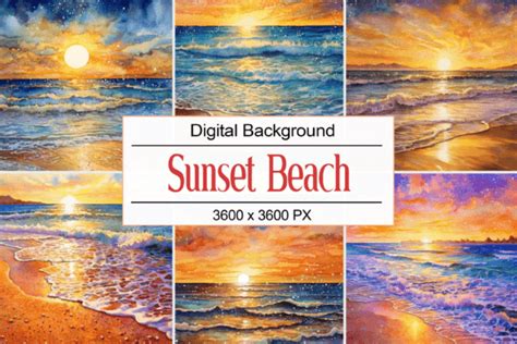Watercolor Beach Sunset Graphic By Pro Designer Team · Creative Fabrica