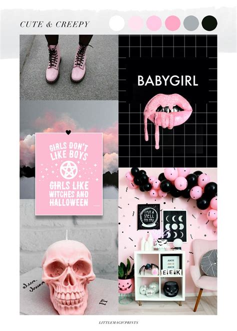 Cute And Creepy Pastel Goth Aesthetic Moodboard Mood Board Design