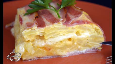 Pastel De Tortilla De Patatas Con Beicon Y Queso Youtube