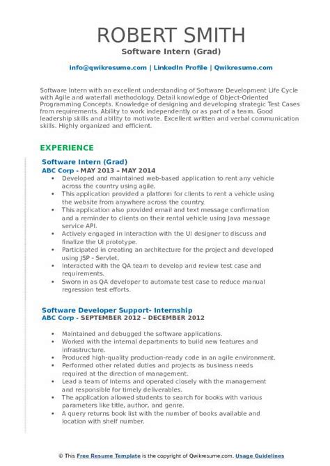 software intern resume samples qwikresume
