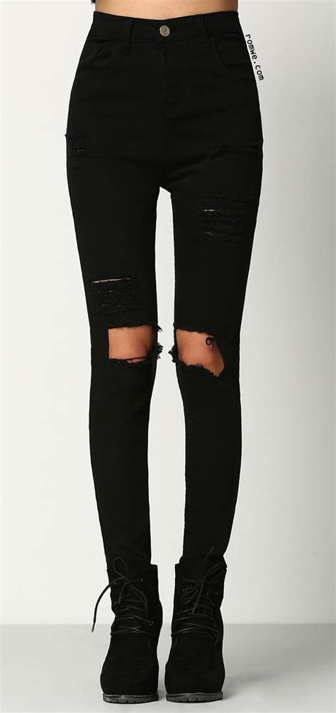 Black Skinny Ripped Denim Pant With Images Black Knee Ripped Jeans