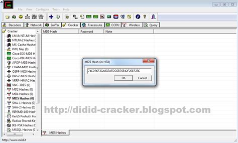 cara decrypt md5 dengan cain