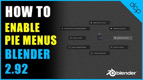 enable pie menus in blender 2 9 blender tutorial youtube