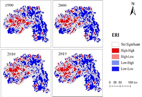 The Lisa Maps Of Local Spatial Auto Correlation In 1990 2000 2010