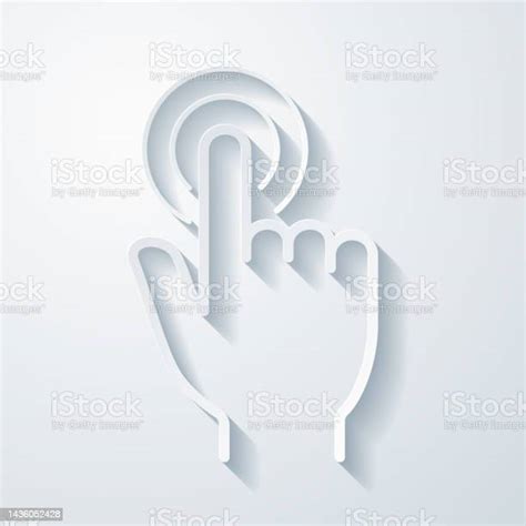 Hand Touch Click Icon With Paper Cut Effect On Blank Background向量圖形及更多