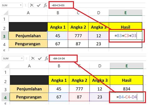 contoh penggunaan rumus penjumlahan excel fungsi dan rumus excel