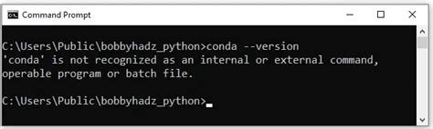 conda is not recognized as an internal or external command bobbyhadz