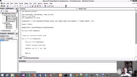 excel vba tutorial 12 for loop to create multiplication