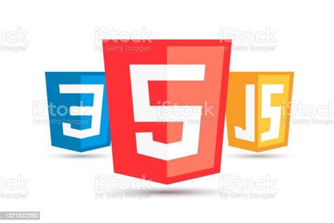 html5 css3 js icon set web development stock illustration download