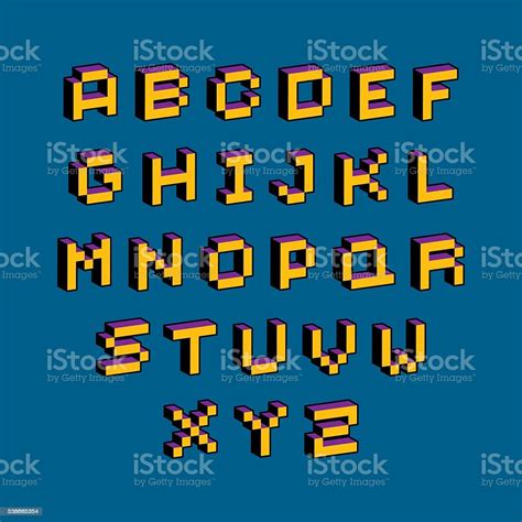 vector font typescript created in 8 bit style pixel art stok vektör