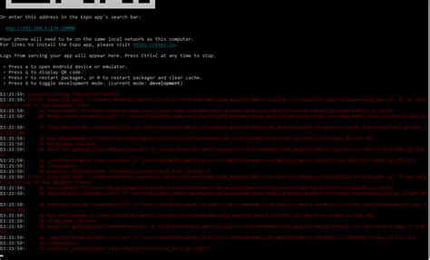 failed building javascript bundle error when application starts · issue