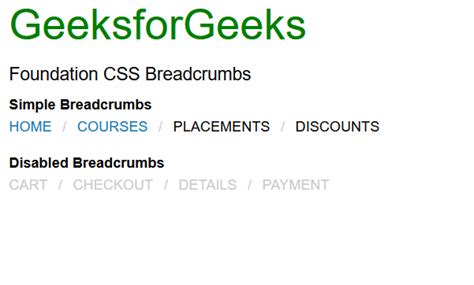foundation css breadcrumbs geeksforgeeks