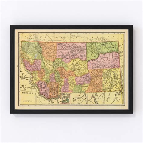Vintage Map Of Montana 1909 By Teds Vintage Art