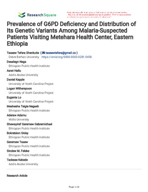 Pdf Prevalence Of G6pd Deficiency And Distribution Of Its Genetic