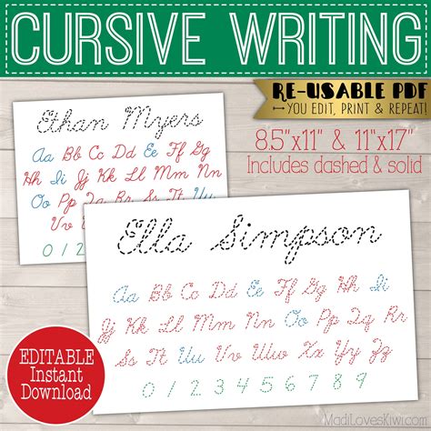 Cursive Name Practice Sheets Printable
