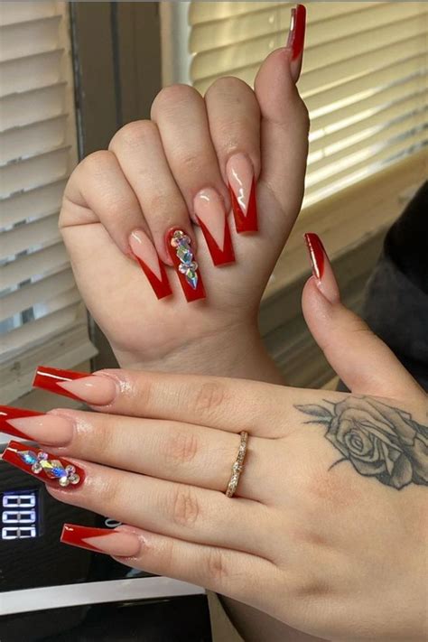The Best 8 Red Coffin Nail Ideas 2021 Catnomesesz