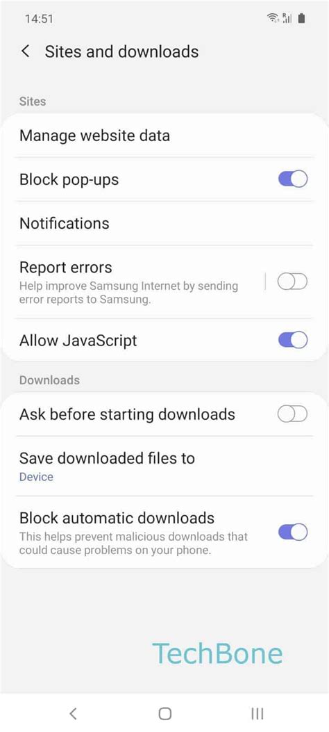 how to enable or disable javascript samsung manual techbone