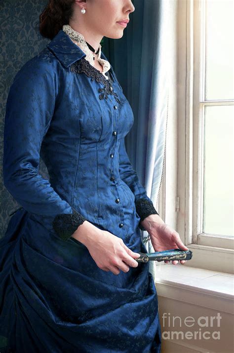 Victorian Woman In A Blue Dress At The Window Photograph By Lee Avison