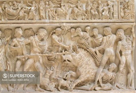 Meleager Sarcophagus With A Scene Of Calydonian Boar Hunt Front Panel