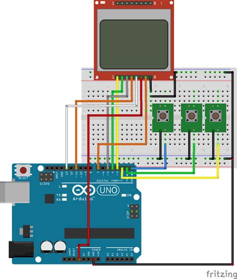 menu on nokia 5110 lcd display with arduino electronics lab