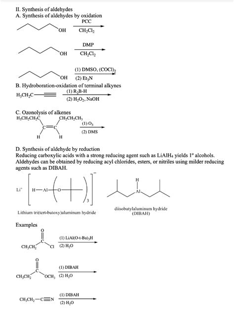 Solved Ii Synthesis Of Aldehydes A Synthesis Of Aldehydes