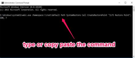 create restore point from command prompt in windows 10