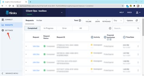 fetching your api credentials flinks