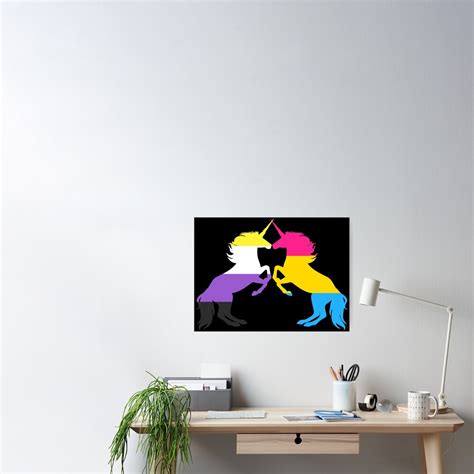 Pansexual Nonbinary Pride Unicorns Poster By Shaneisadragon Redbubble