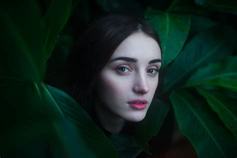 Women Face Portrait Leaves Wallpaper Resolution 2000x1335 Id 270713