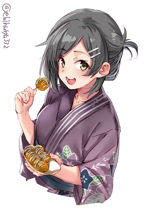 Safebooru 1girl Alternate Costume Black Hair Blush Ebifurya Eyebrows