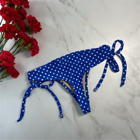 Swim Royal Blue Polka Dot Thong Bikini Bottom Poshmark