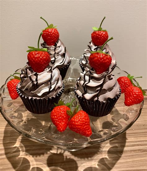 2 Or 4 Fake Faux Chocolate Cupcakes Fake Dessert Prop Faux Etsy