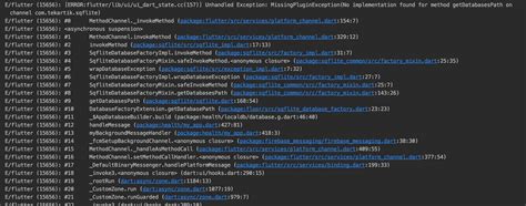 unhandled exception missingpluginexception when app is in background