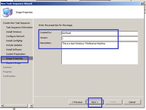 create a task sequence to build and capture windows 7