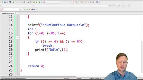 19 c programming break and continue statements youtube