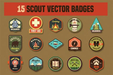 15 scout vector badges icon ~ icons ~ creative market